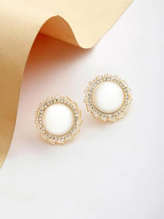 White Pearl Studded Earrings – Upposh